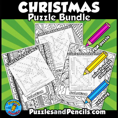 Christmas Word Search Activity Page BUNDLE | 15 Christmas Wordsearch ...