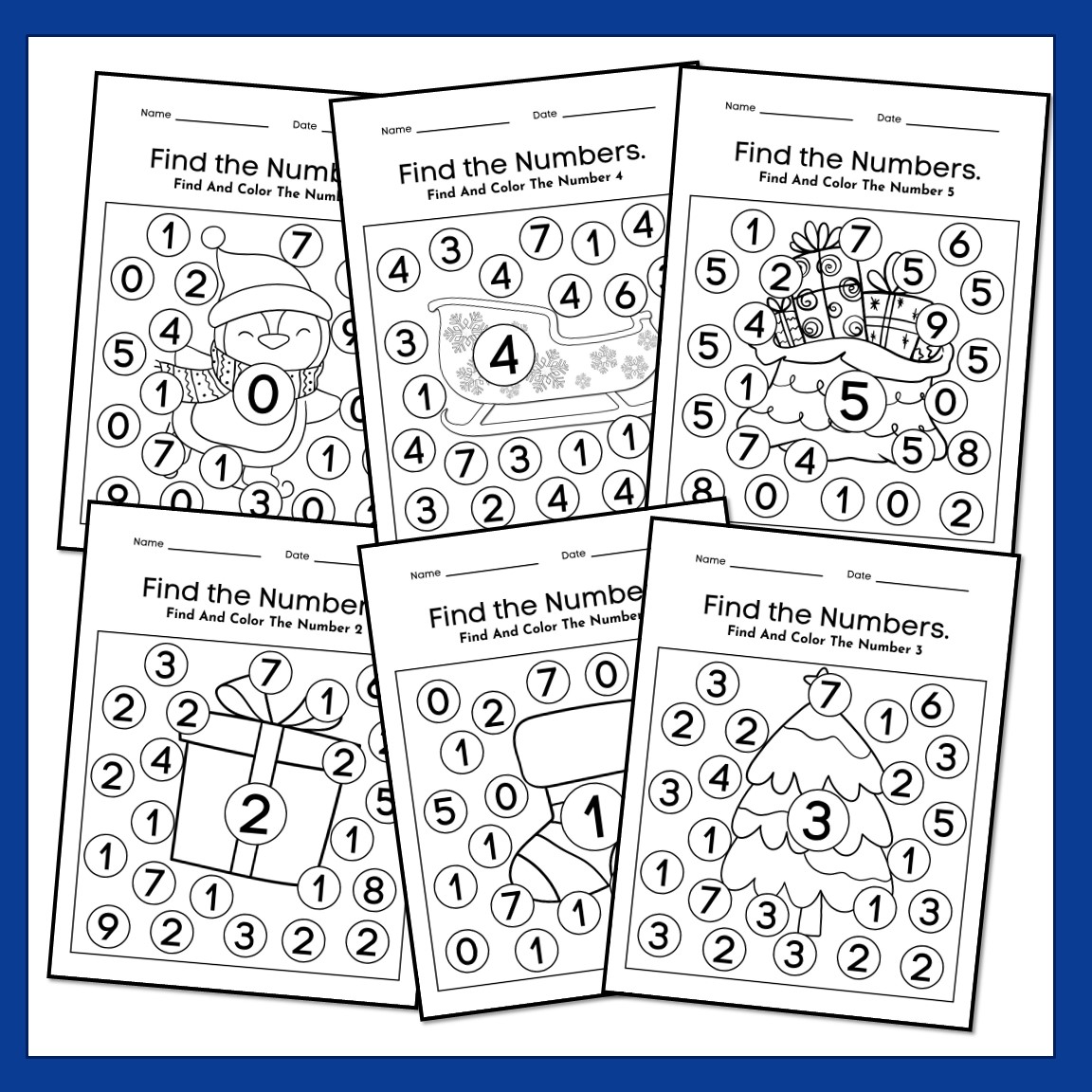 Find The Number | Christmas & Winter Number Recognition Worksheets 1-10 ...