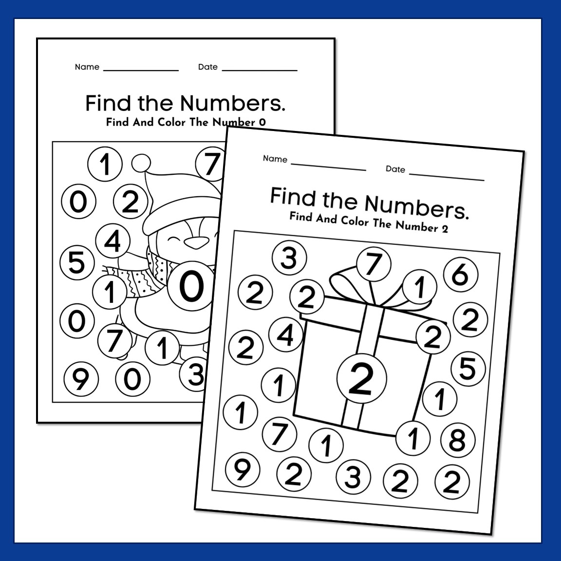 Find The Number | Christmas & Winter Number Recognition Worksheets 1-10 ...