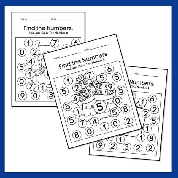 Find The Number | Christmas & Winter Number Recognition Worksheets 1-10 ...