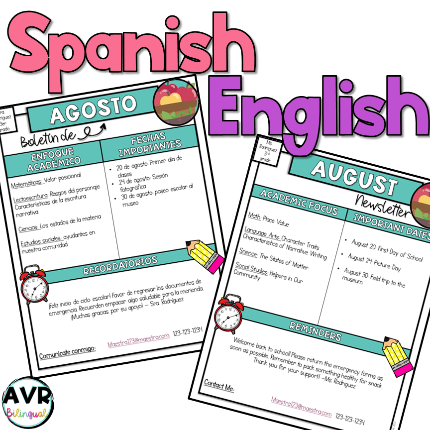 Monthly Newsletter Templates | EDITABLE | Bilingual | English/Spanish ...