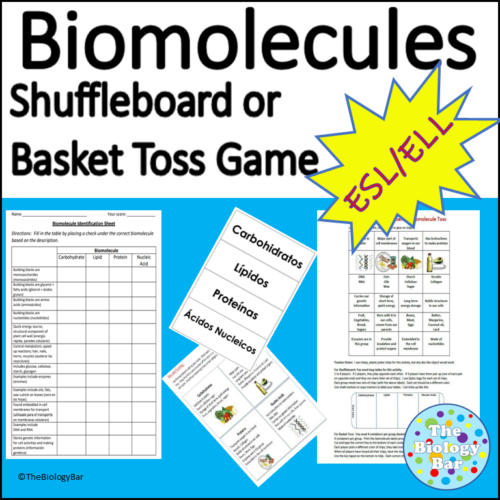 ESL Biology Biomolecules Shuffleboard Or Toss Game for Spanish Speakers ...