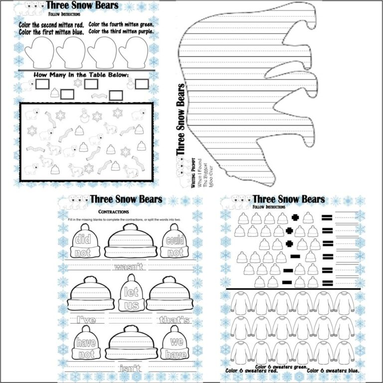 Three Snow Bears Winter Book Companion Reading Comprehension Study Unit ...