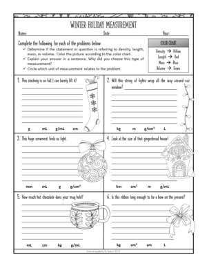 Winter Holiday Activity: Science Measurement Worksheet with Coloring ...