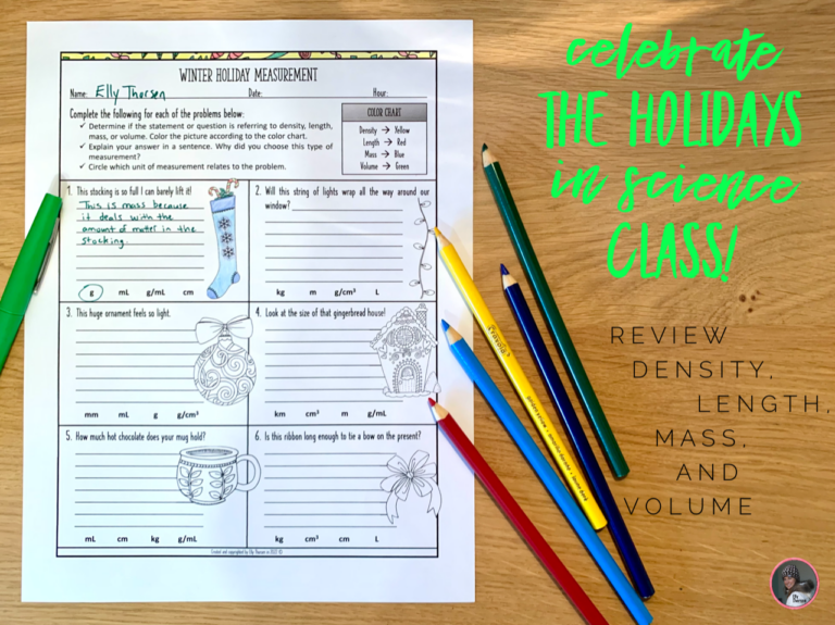 Winter Holiday Activity: Science Measurement Worksheet with Coloring ...