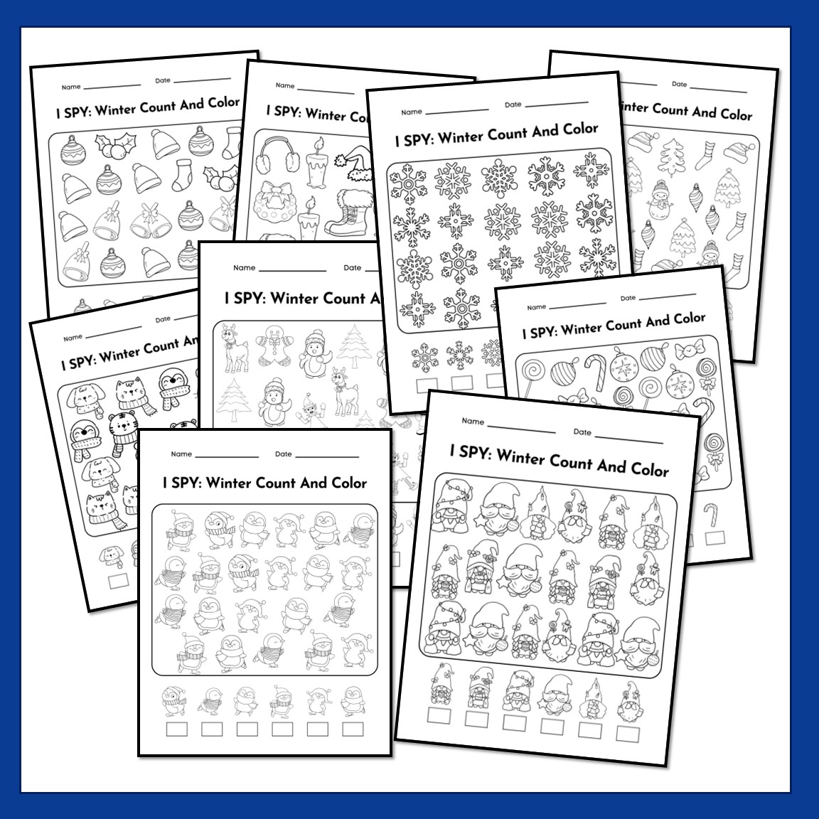 Winter I SPY Coloring Pages | Christmas I Spy Coloring Games | December ...