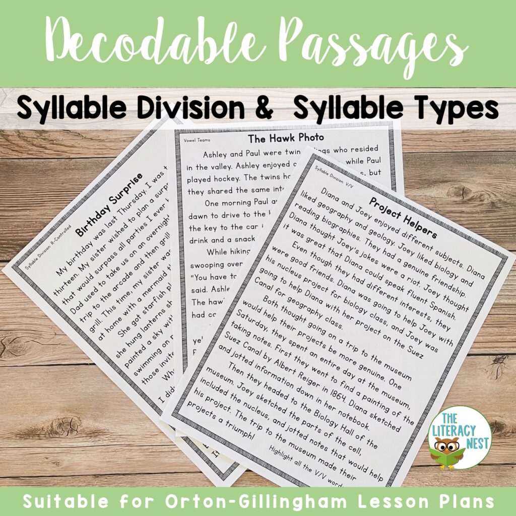 Decodable Passages for Syllable Division and Syllable Types - Made By ...