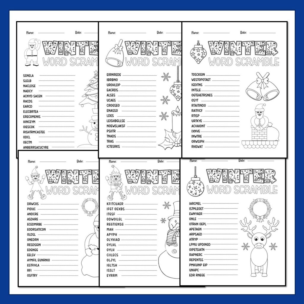 Christmas Winter Themed Word Scramble | December Activities (90 Words ...