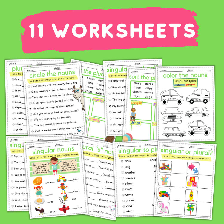Singular and Plural Noun Worksheets | Sorting, Writing, and Identifying ...