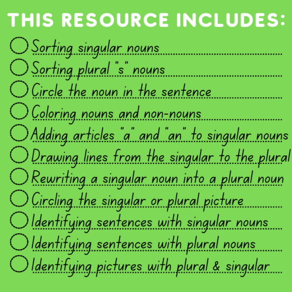 Singular and Plural Noun Worksheets | Sorting, Writing, and Identifying ...