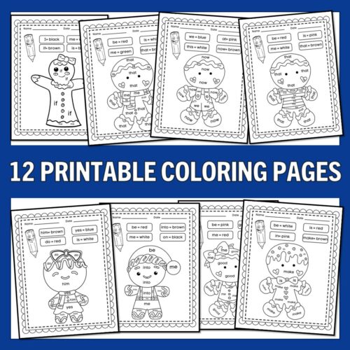 Gingerbread Man Color By Sight Word Worksheets | Gingerbread Man ...