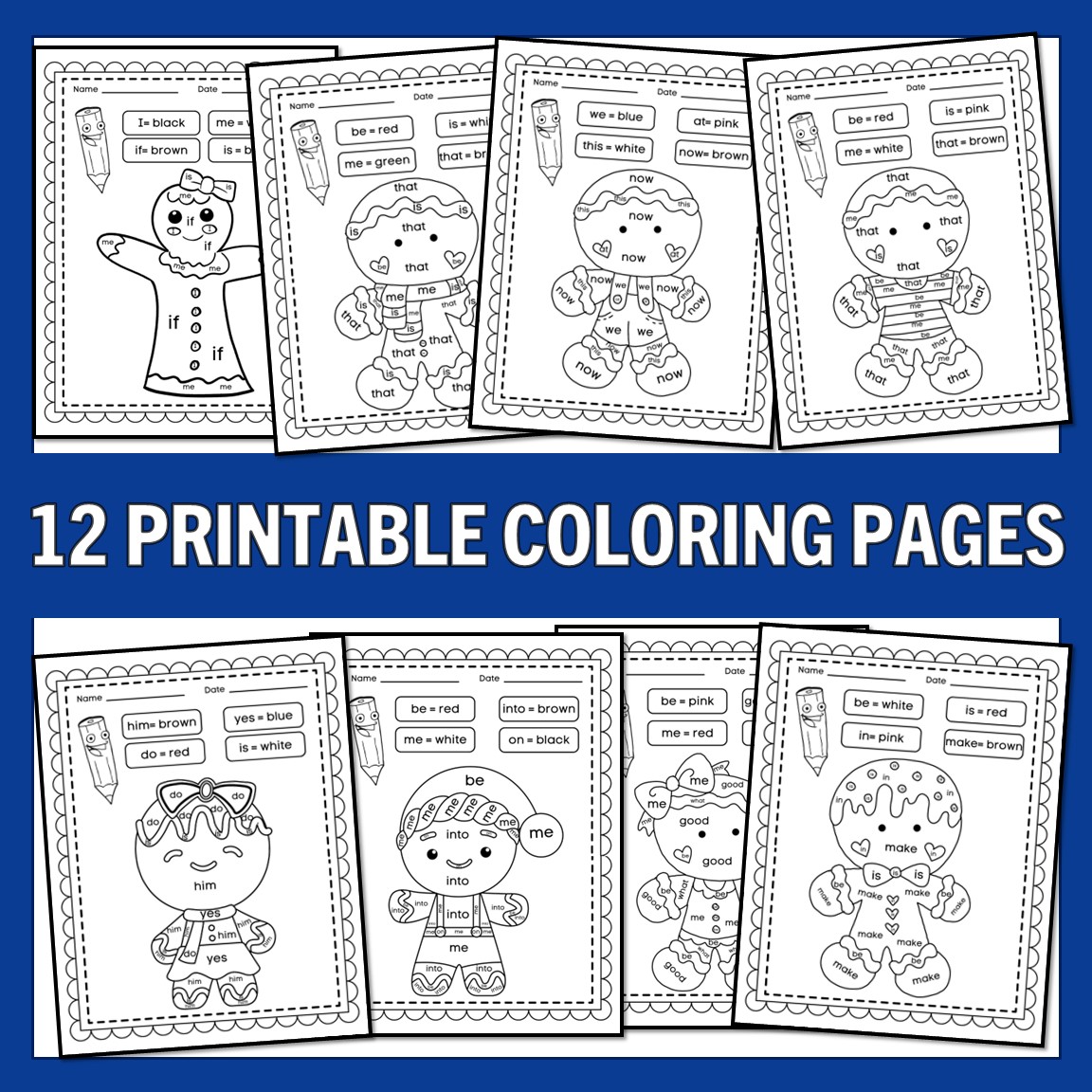 Gingerbread Man Color By Sight Word Worksheets | Gingerbread Man ...