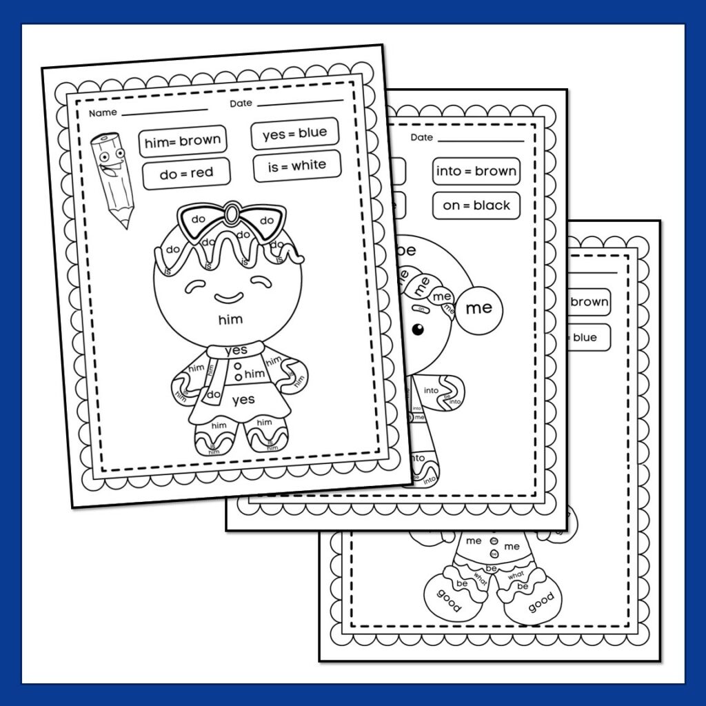 Gingerbread Man Color By Sight Word Worksheets | Gingerbread Man ...