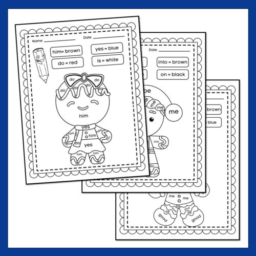 Gingerbread Man Color By Sight Word Worksheets | Gingerbread Man ...