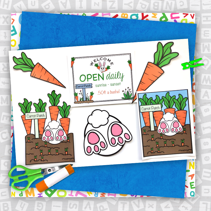 Bunny in Carrot Patch Craft and Decor | Spring Craft | Easter Craft ...
