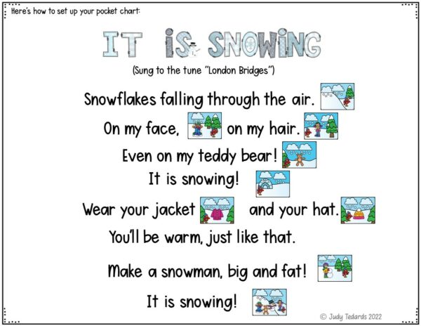 It is Snowing {Pocket Chart Song} | Made By Teachers