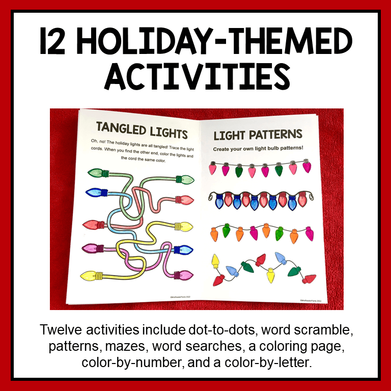 December Holidays Activity Booklet - Time Fillers - Holiday Gift for ...