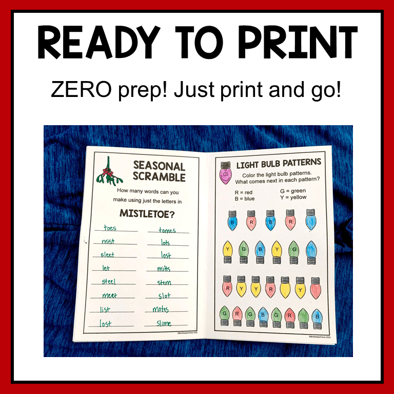 December Holidays Activity Booklet - Time Fillers - Holiday Gift for ...