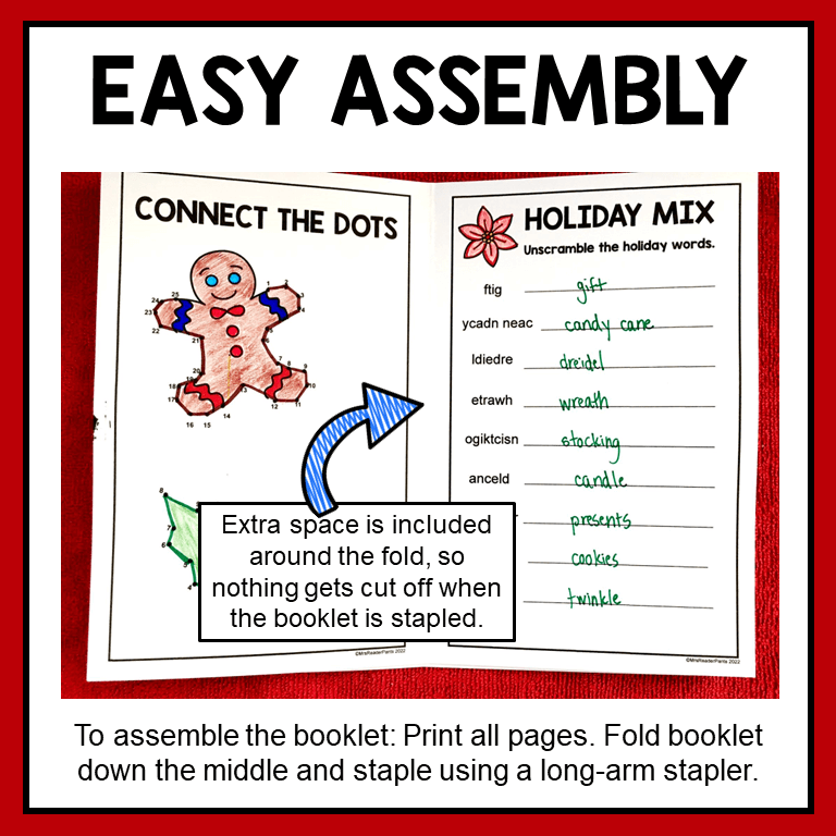 December Holidays Activity Booklet - Time Fillers - Holiday Gift for ...