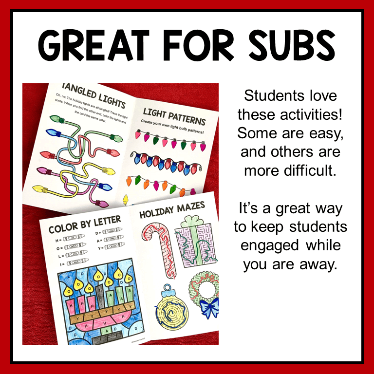 December Holidays Activity Booklet - Time Fillers - Holiday Gift for ...