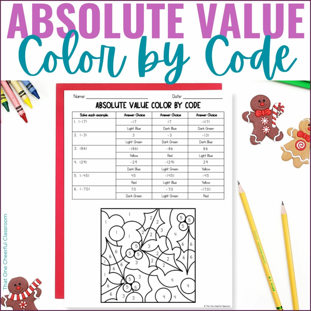 Christmas Absolute Value Color by Code | Made By Teachers