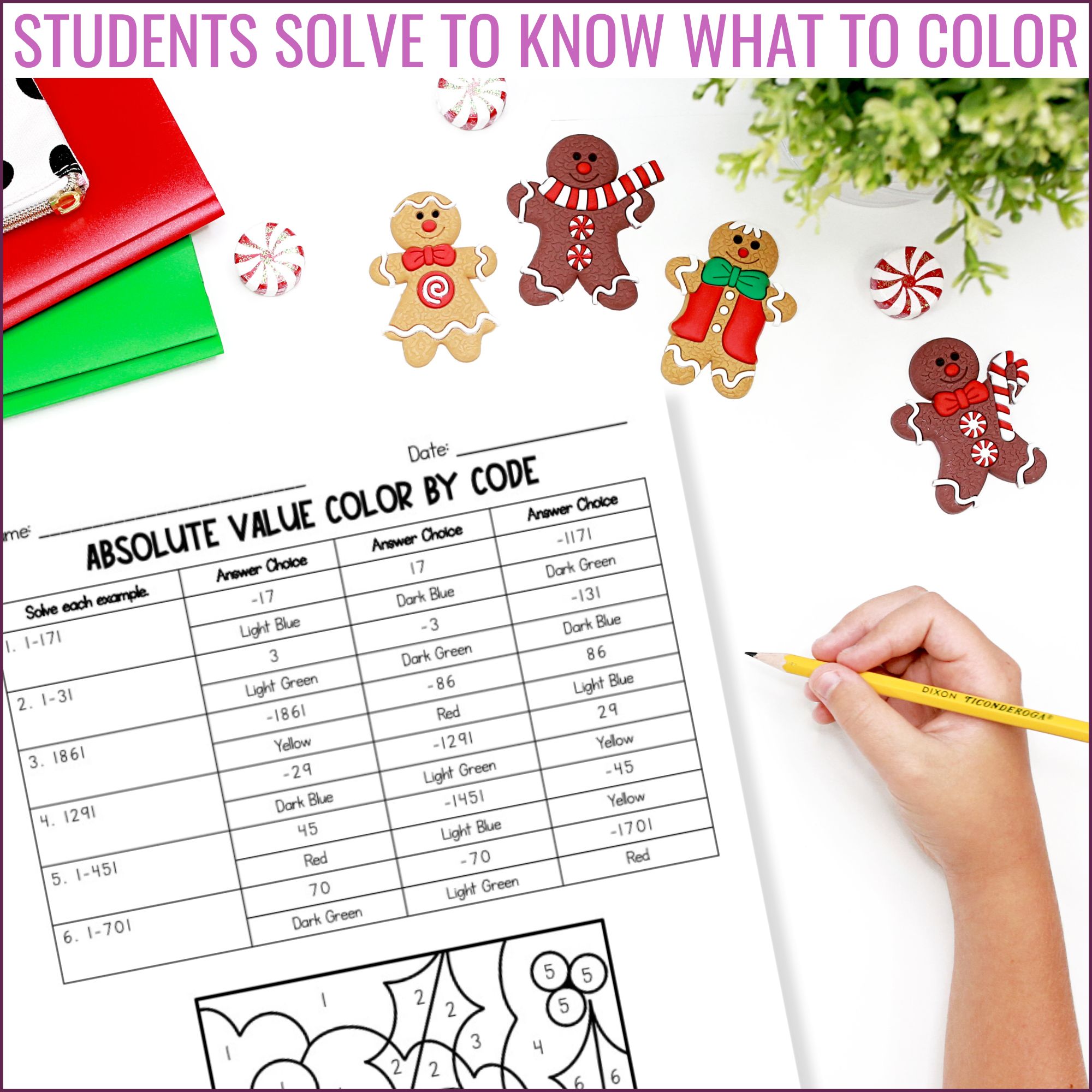 Christmas Absolute Value Color by Code | Made By Teachers
