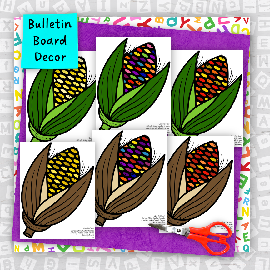 Fall Corn Craft and Bulletin Board Decor | Made By Teachers