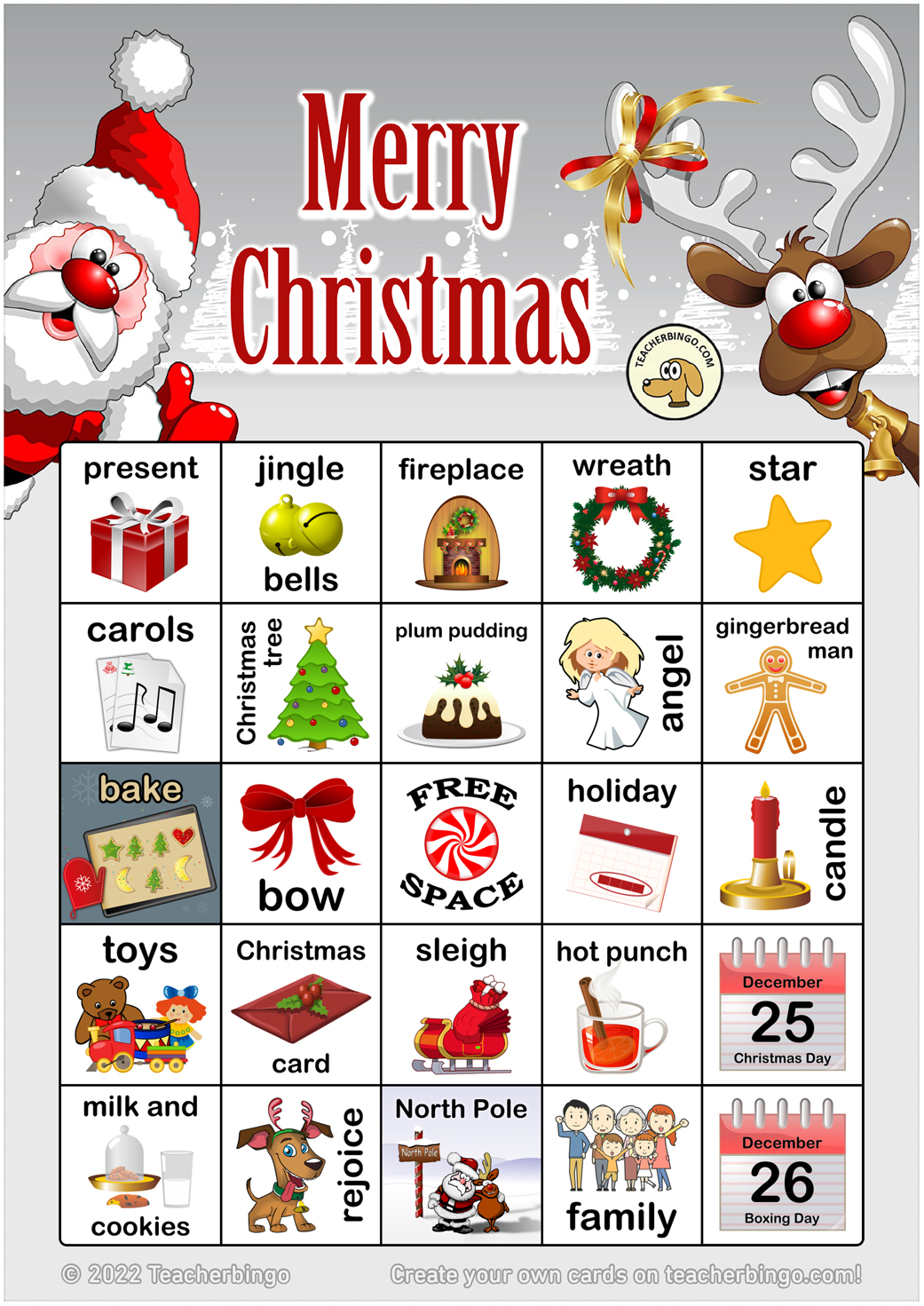Christmas Bingo 5x5 (5 pages + call sheet) | Made By Teachers