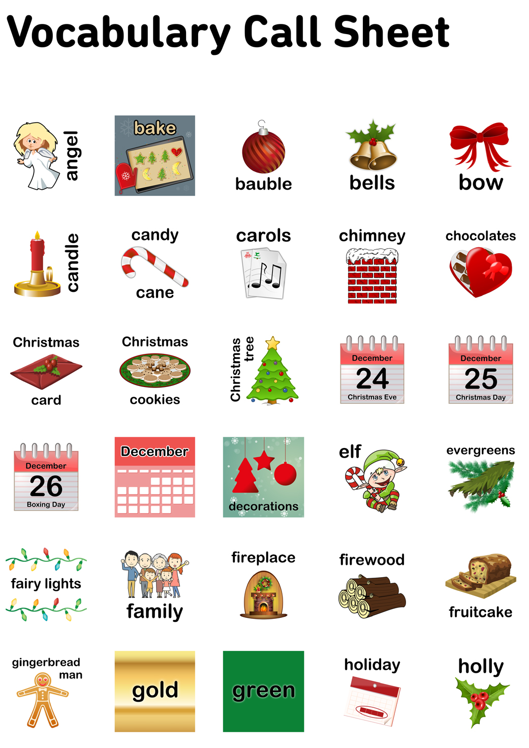 Christmas Bingo 6x6 (5 pages + call sheet) | Made By Teachers