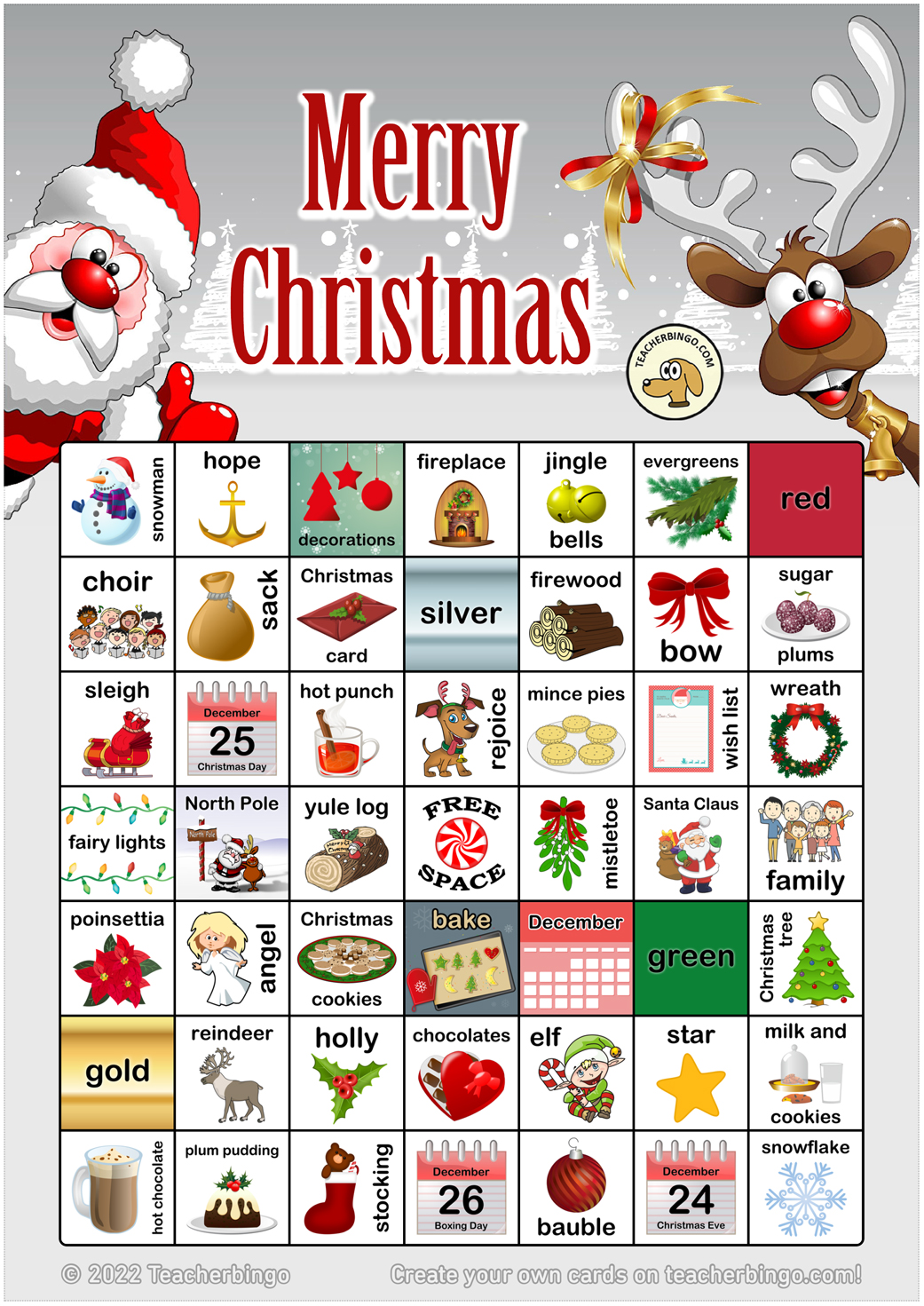Christmas Bingo 7x7 (100 pages + call sheet) | Made By Teachers