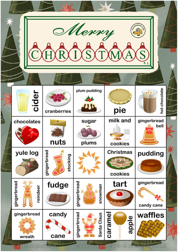 Christmas Food Bingo 5x5 (5 pages + call sheet) | Made By Teachers