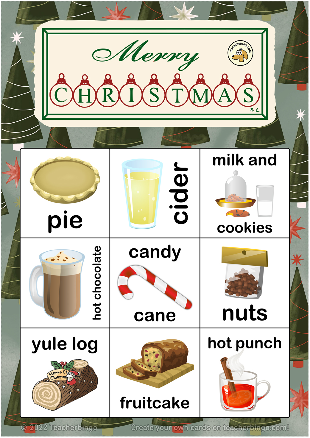 Christmas Food Bingo 3x3 (100 pages + call sheet) | Made By Teachers