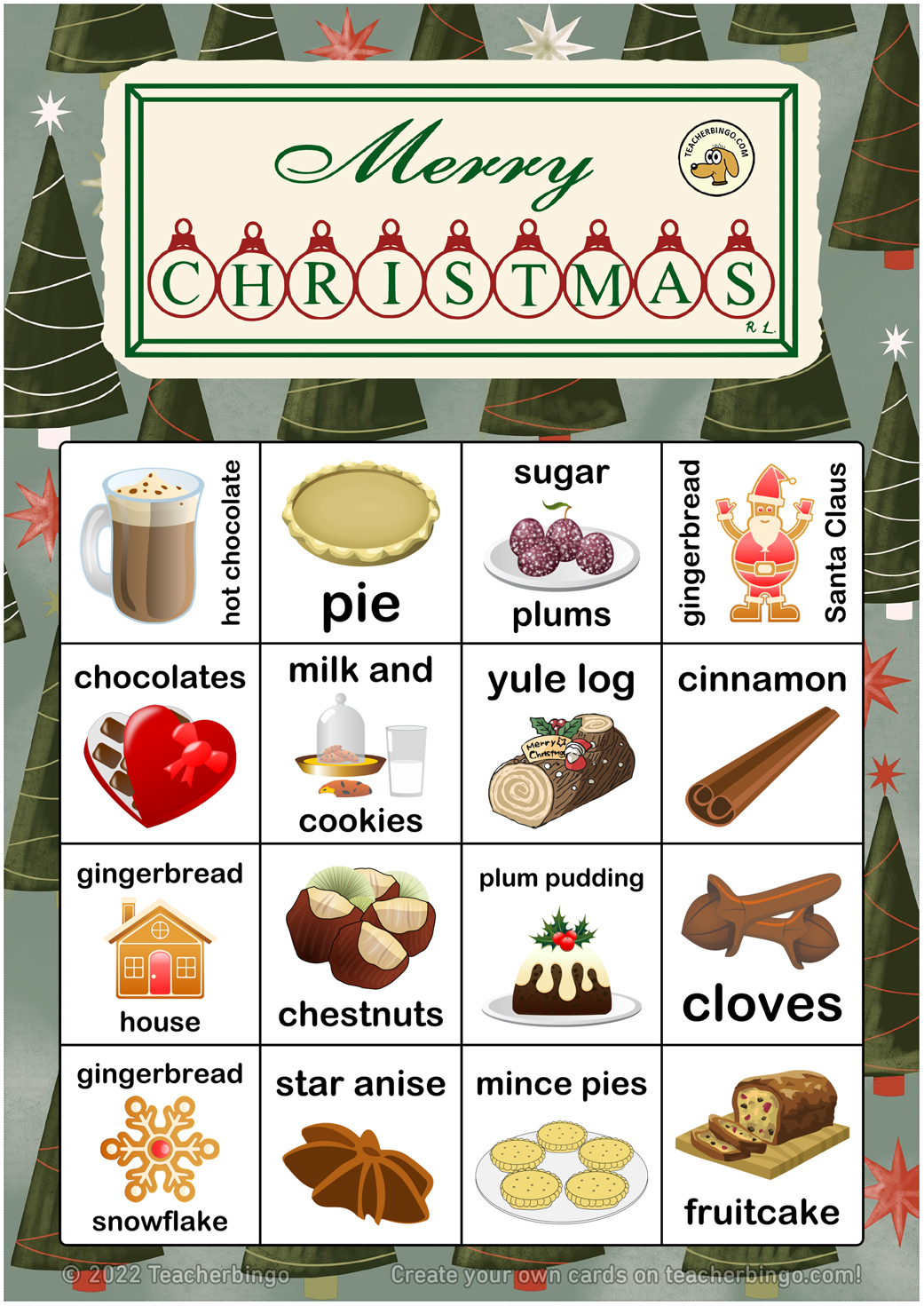 Christmas Food Bingo 4x4 (100 pages + call sheet) | Made By Teachers