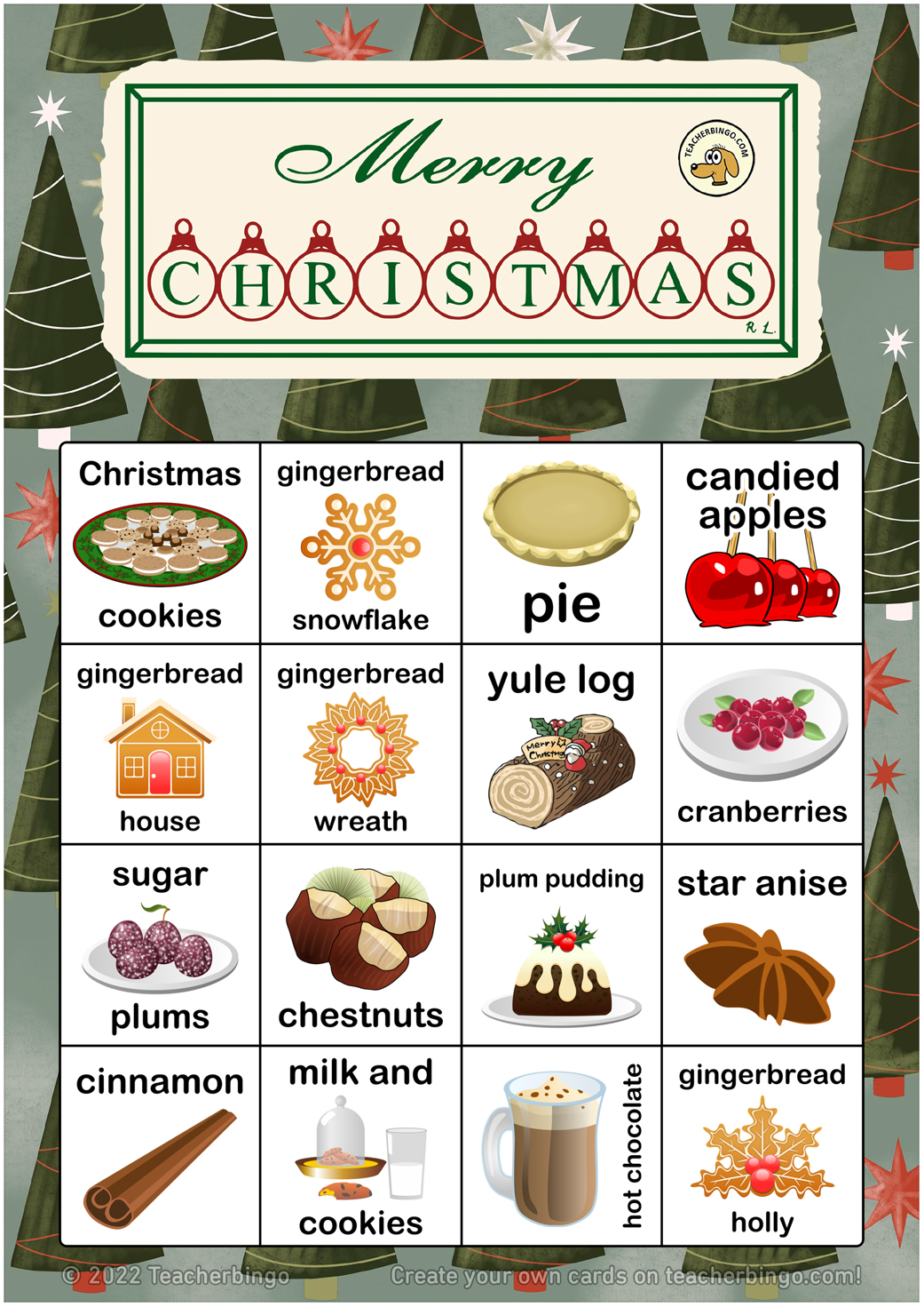 Christmas Food Bingo 4x4 (100 pages + call sheet) | Made By Teachers