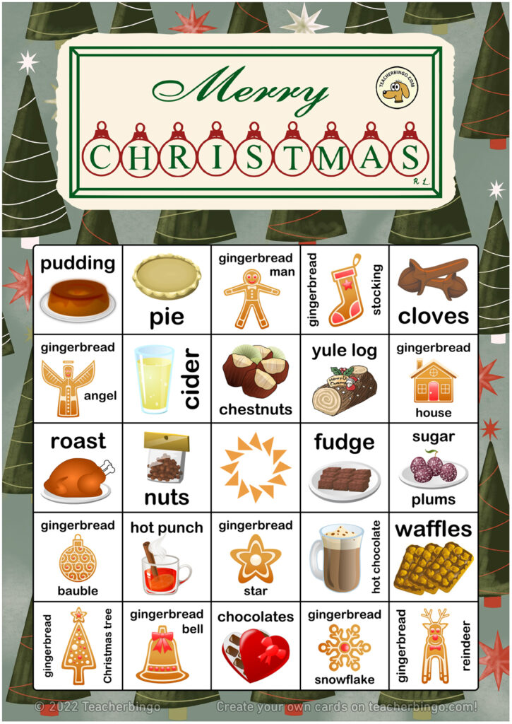 Christmas Food Bingo 5x5 (100 pages + call sheet) | Made By Teachers