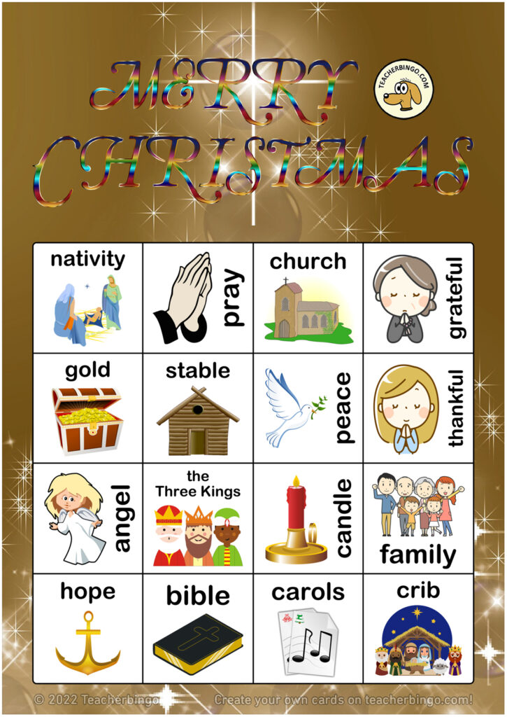 Religious Christmas Bingo 4x4 (5 pages + call sheet) | Made By Teachers
