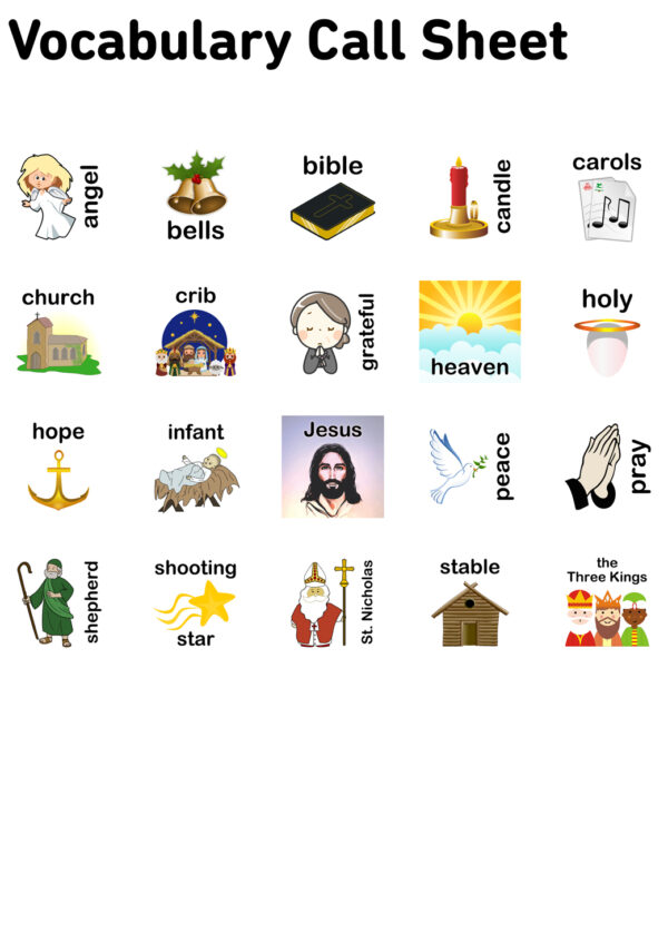 Religious Christmas Bingo 3x3 (100 pages + call sheet) | Made By Teachers