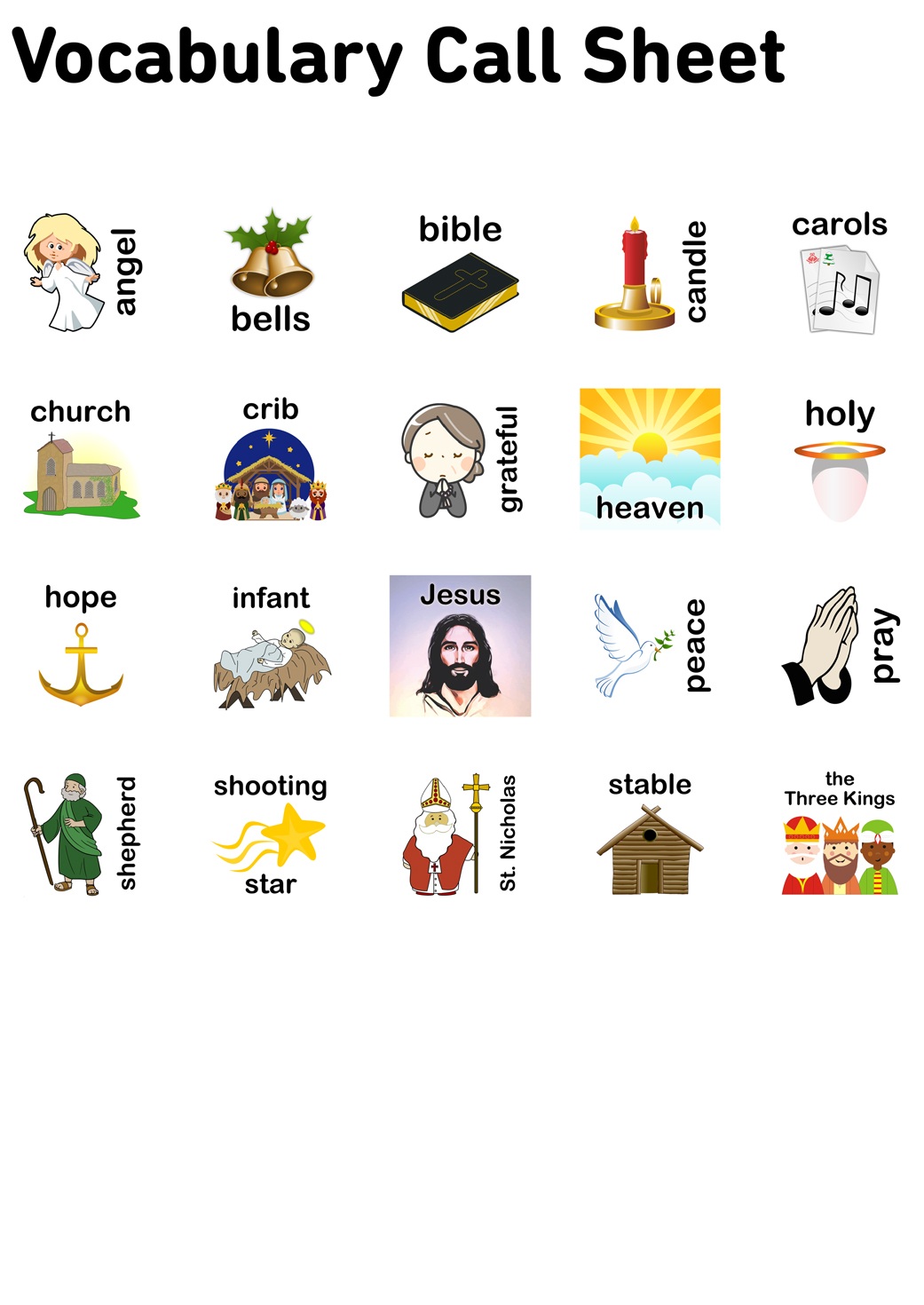Religious Christmas Bingo 3x3 (100 pages + call sheet) | Made By Teachers