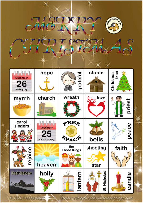 Religious Christmas Bingo 5x5 (100 pages + call sheet) | Made By Teachers