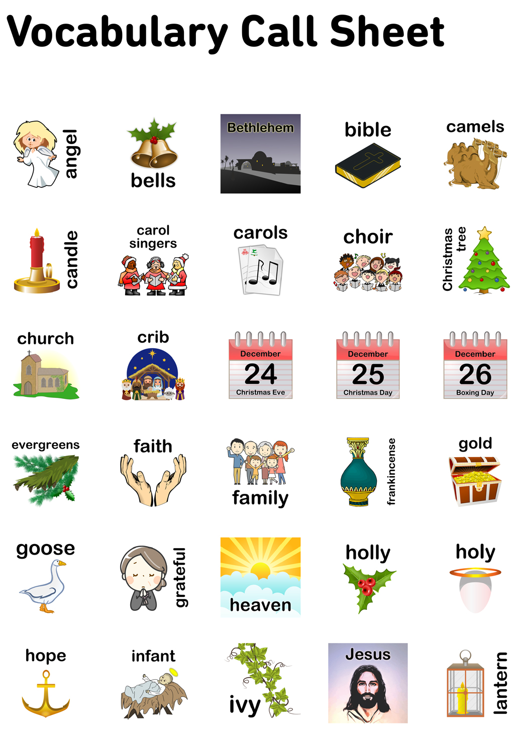 Religious Christmas Bingo 5x5 (100 pages + call sheet) | Made By Teachers