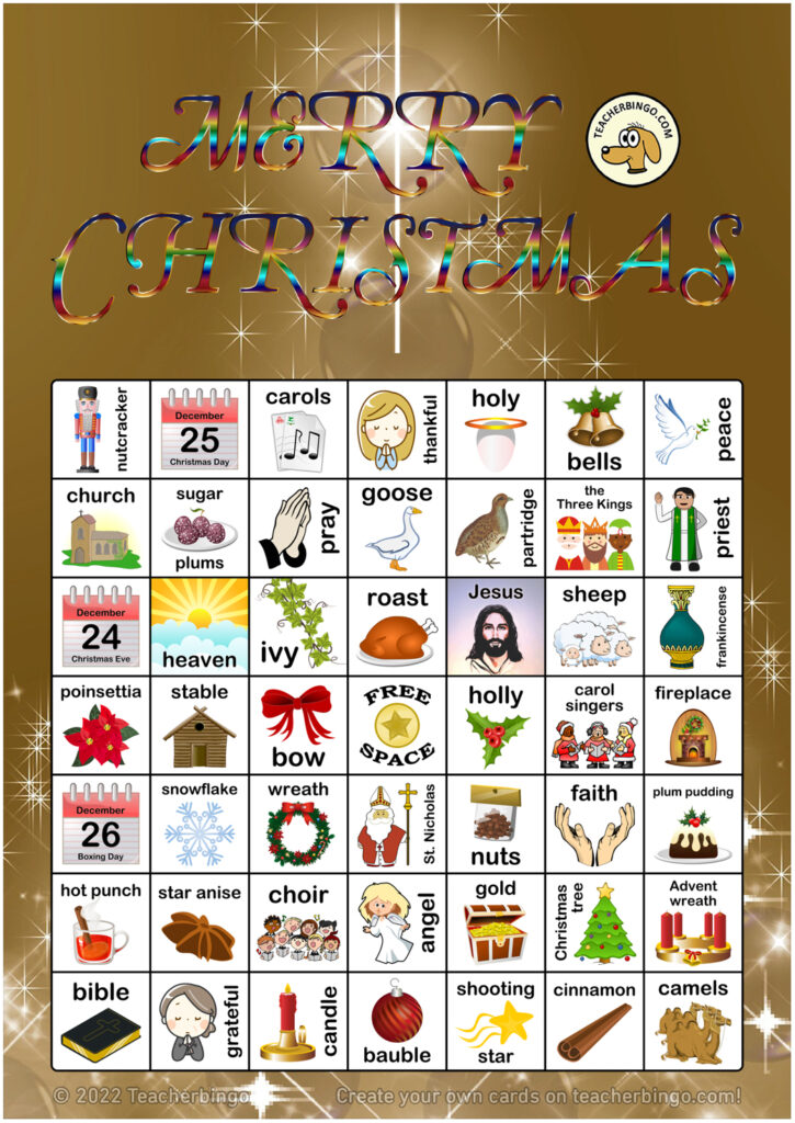 Religious Christmas Bingo 7x7 (100 pages + call sheet) | Made By Teachers