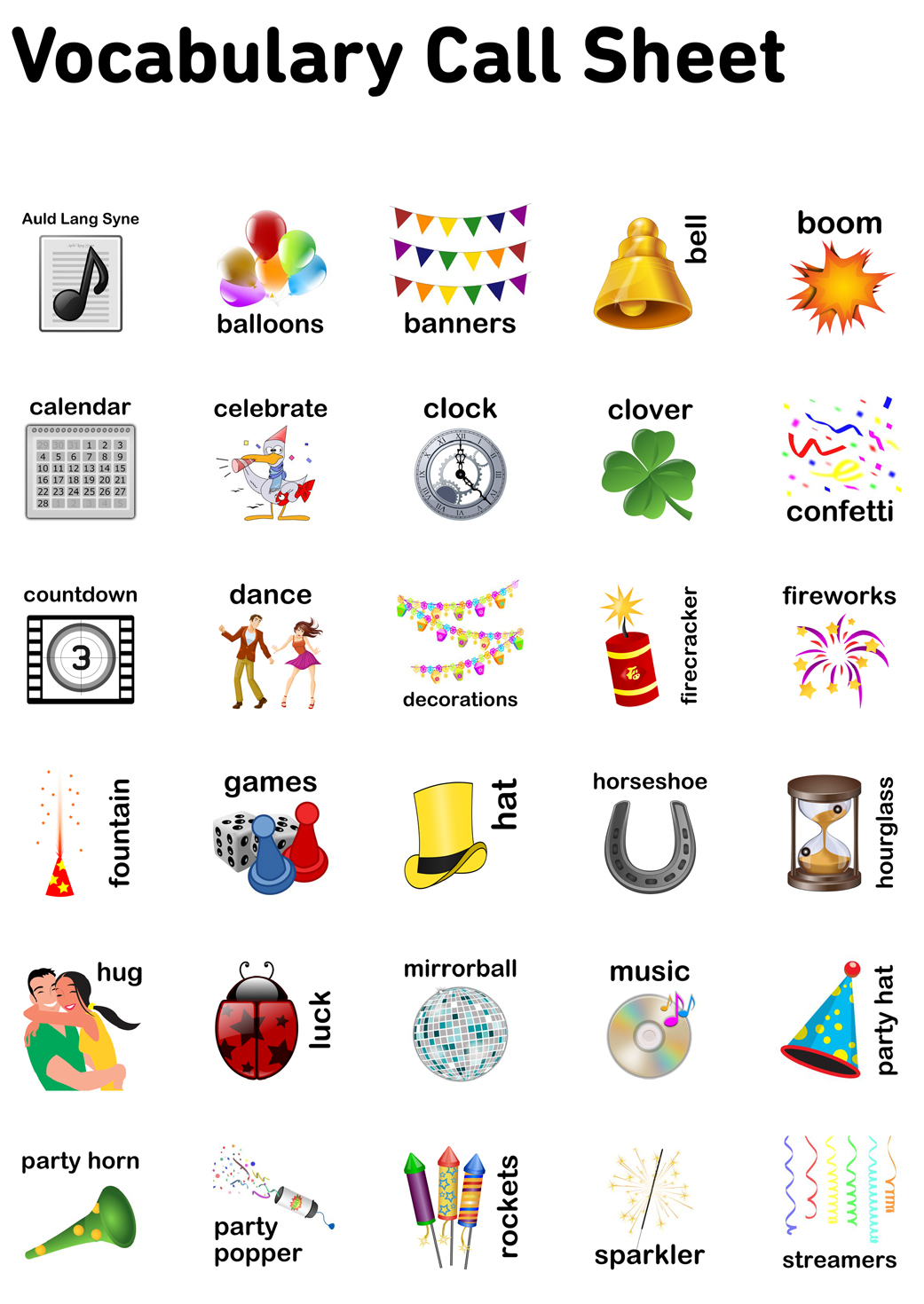 New Year Bingo 4x4 (5 pages + call sheet) | Made By Teachers