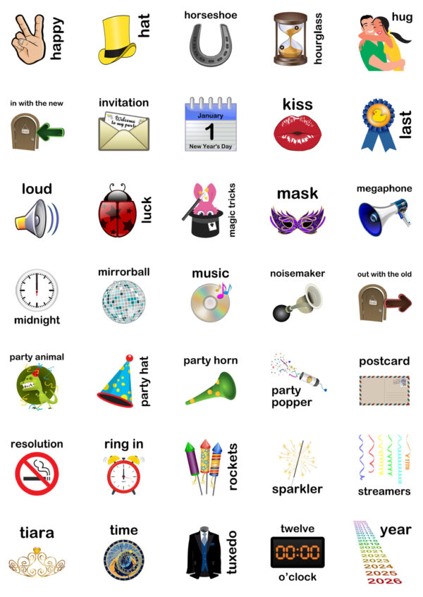 New Year Bingo 7x7 (5 pages + call sheet) | Made By Teachers