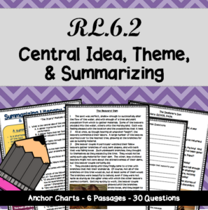 RL.6.2 - Central Idea, Theme, & Summarizing | Made By Teachers