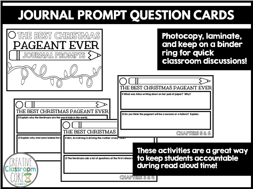 The Best Christmas Pageant Ever - Read Aloud Companion - Journal Prompt ...