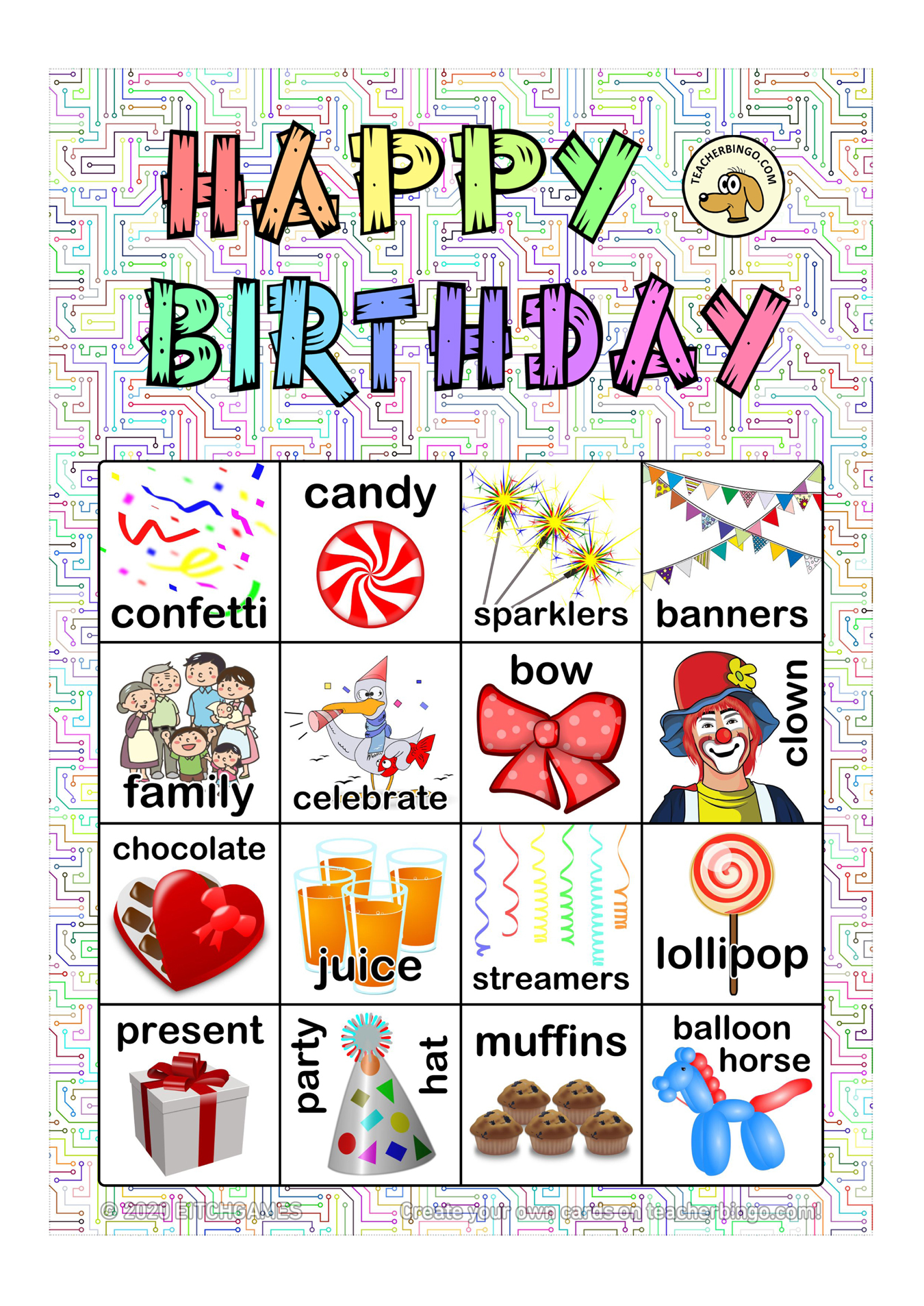 Birthday Party Bingo 4x4 (5 pages + call sheet) | Made By Teachers