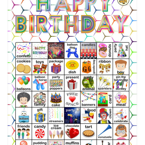 Birthday Party Bingo 7x7 (5 pages + call sheet) | Made By Teachers
