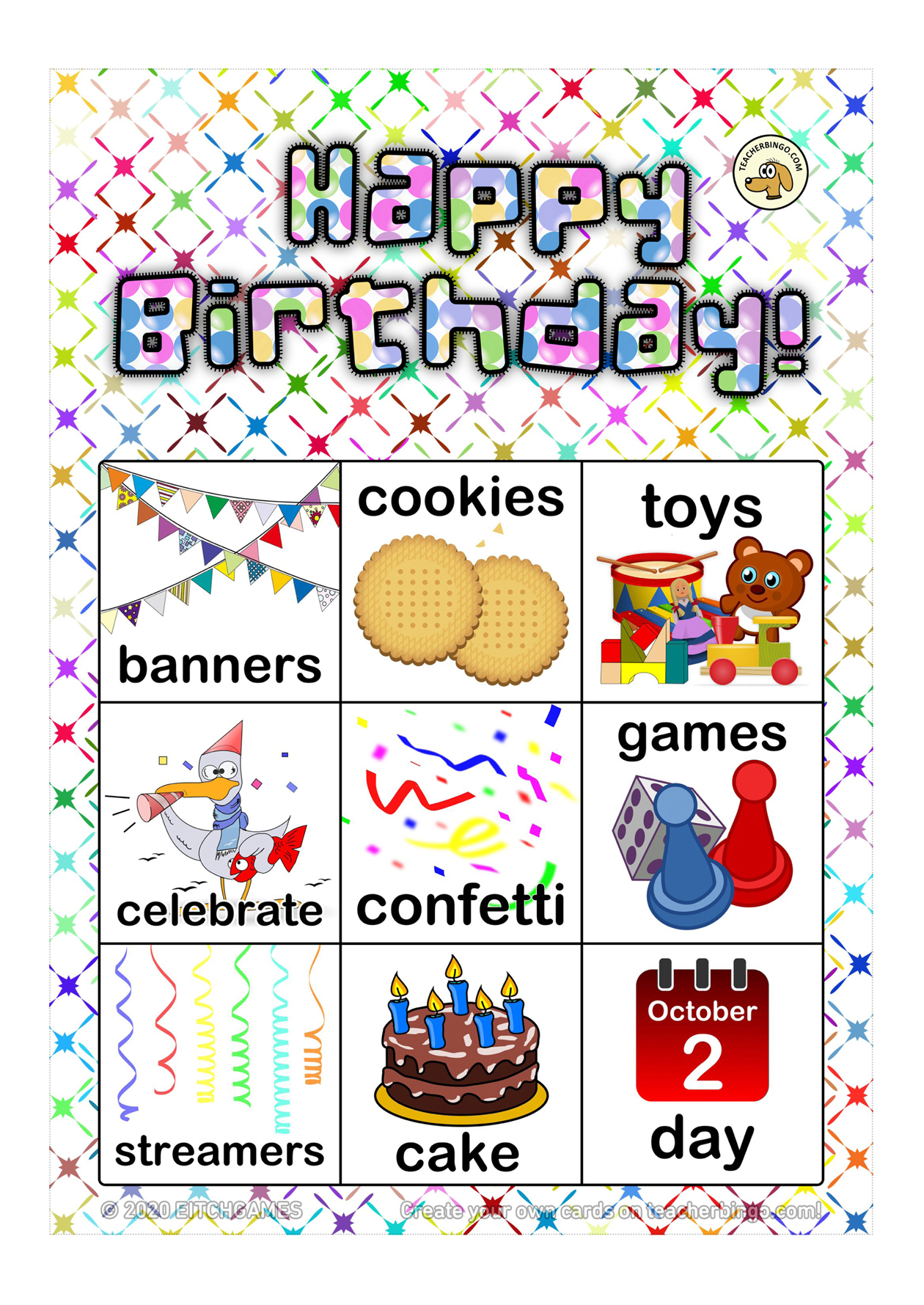 Birthday Party Bingo 3x3 (100 pages + call sheet) | Made By Teachers