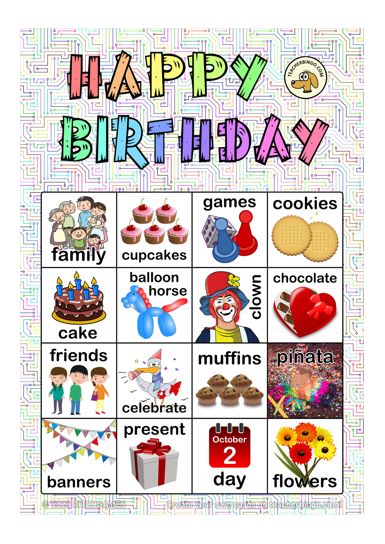 Birthday Party Bingo 4x4 (100 pages + call sheet) | Made By Teachers