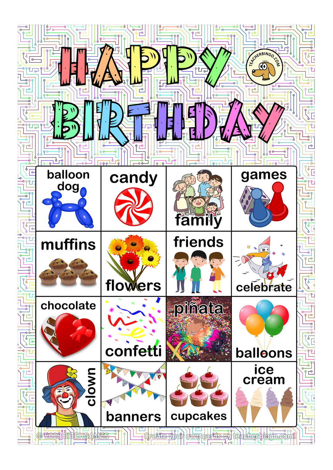 Birthday Party Bingo 4x4 (100 pages + call sheet) | Made By Teachers